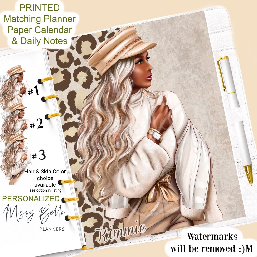 African American Woman Planner Insert Dashboard, Cover Set for Your ...