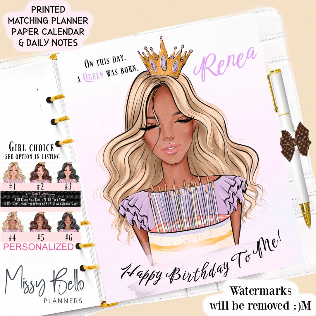 Birthday Girl Queen Planner Dashboard Insert or Cover Set for Your ...