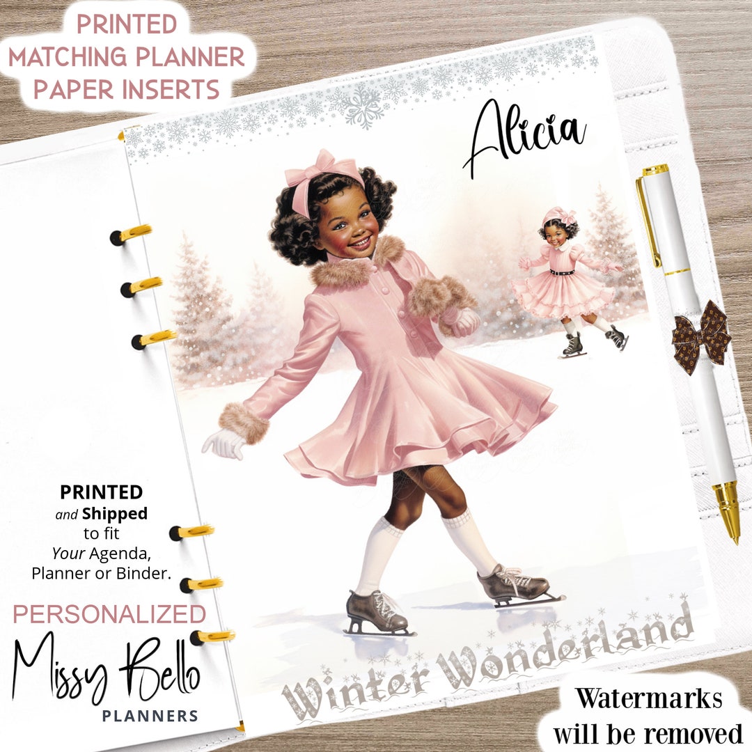 Winter Black Girl Planner, Agenda Dashboard or Cover Set for Your ...