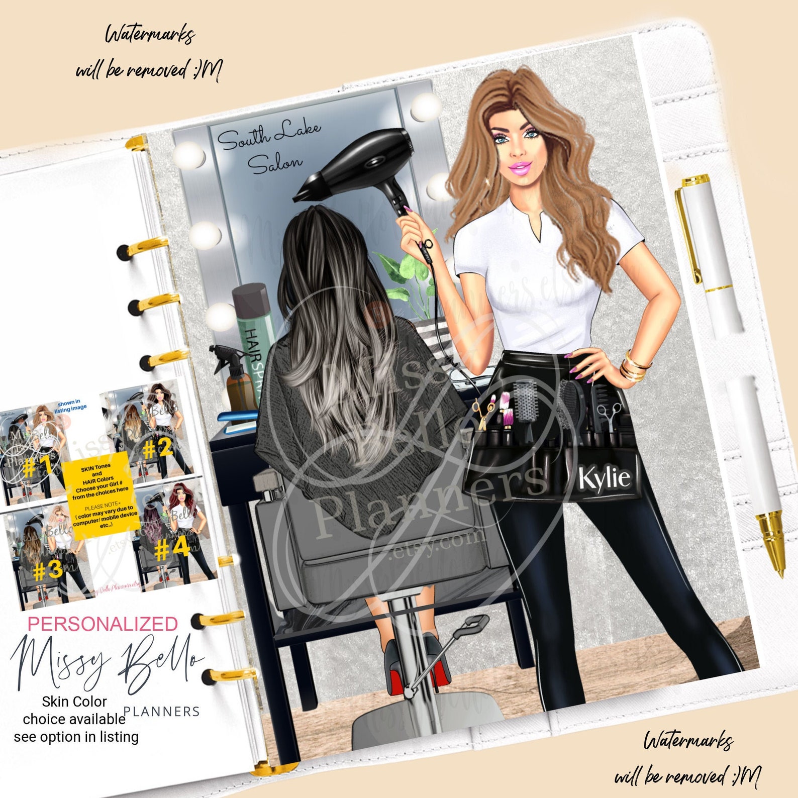 Salon Hair Stylist Schedule Planner Dashboard or Cover for Your PM, MM ...