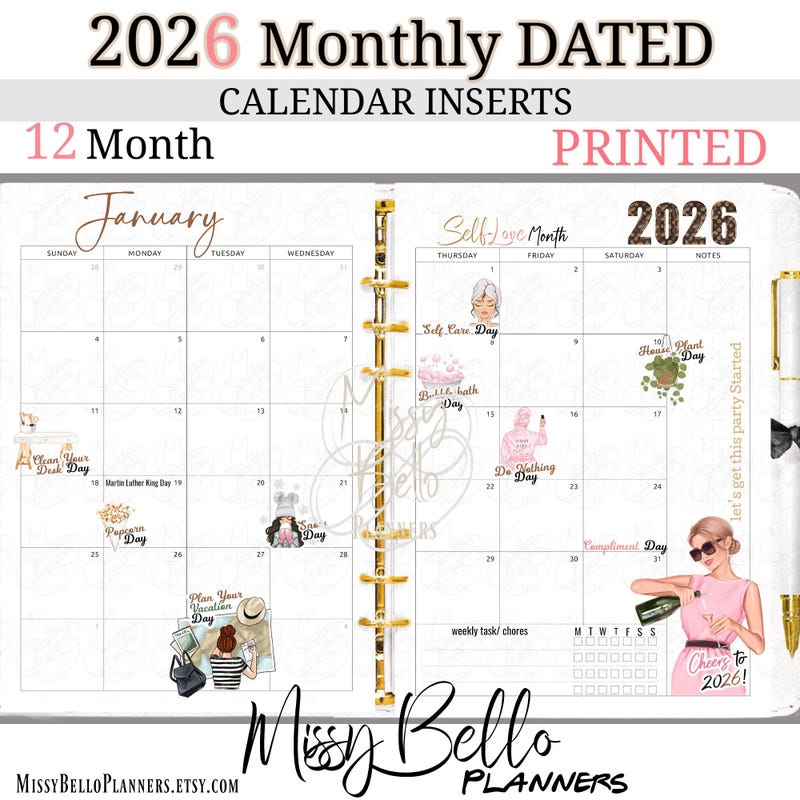 2026 Girl Calendar - Etsy