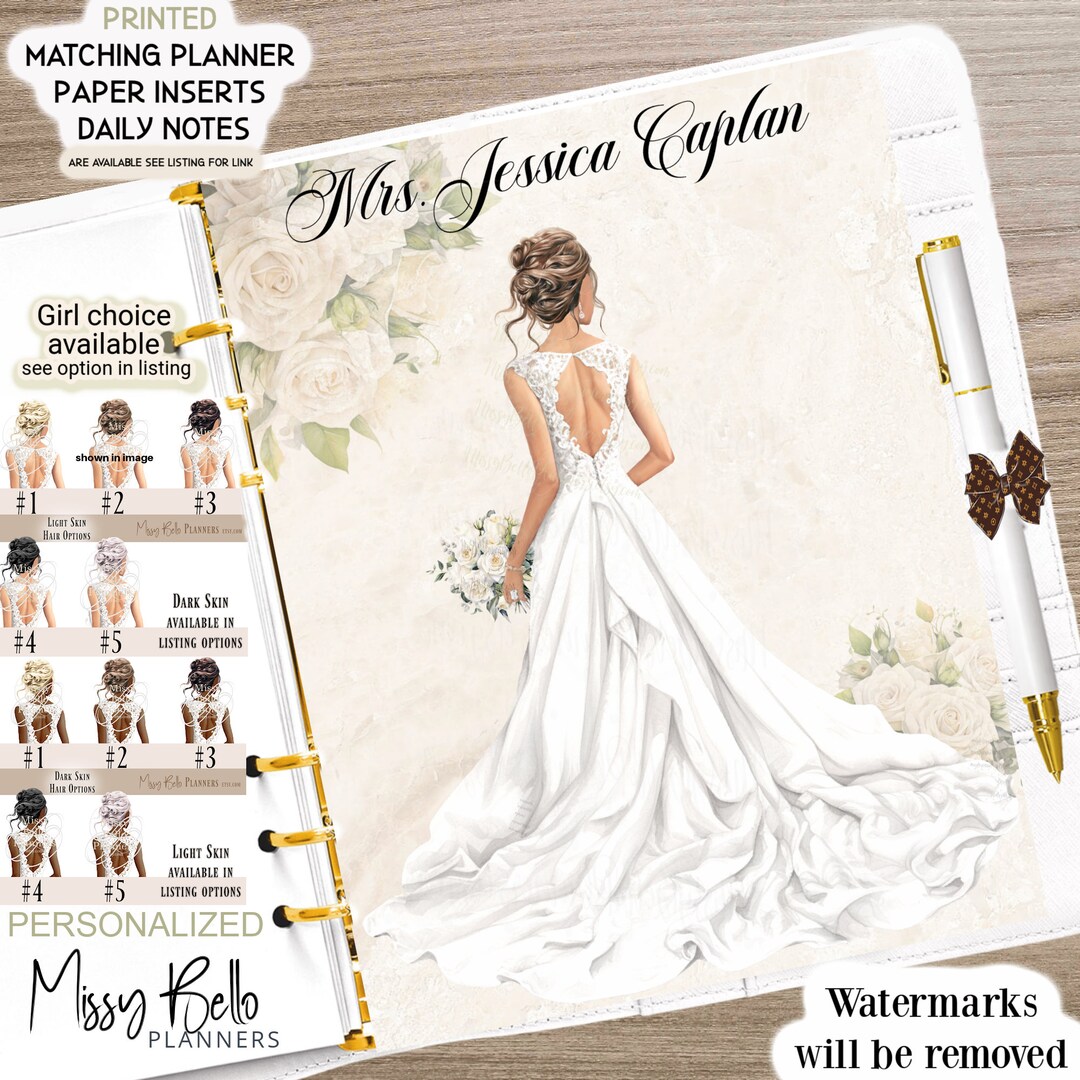 Bride Wedding Agenda Insert Dashboard or Cover Set 'for Your Planner ...