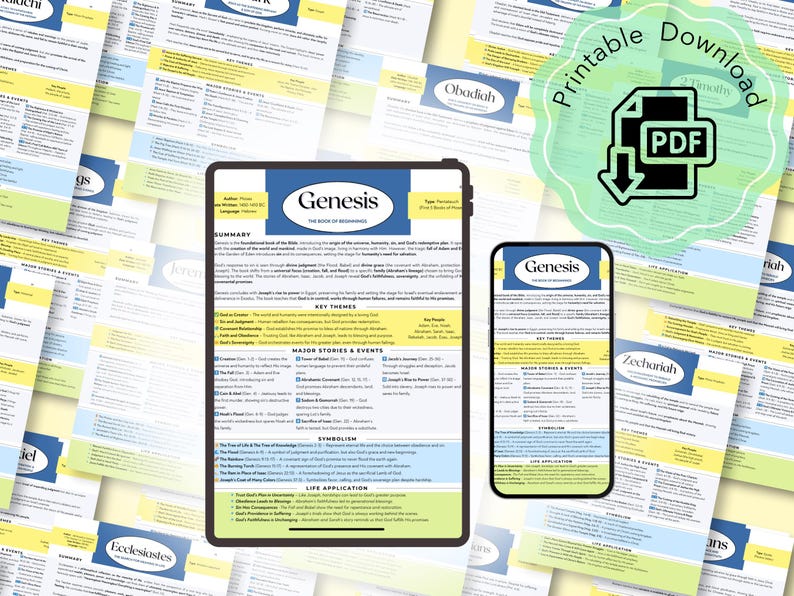 The Book of Genesis Made Simple Printable | Genesis Summary Sheet ...