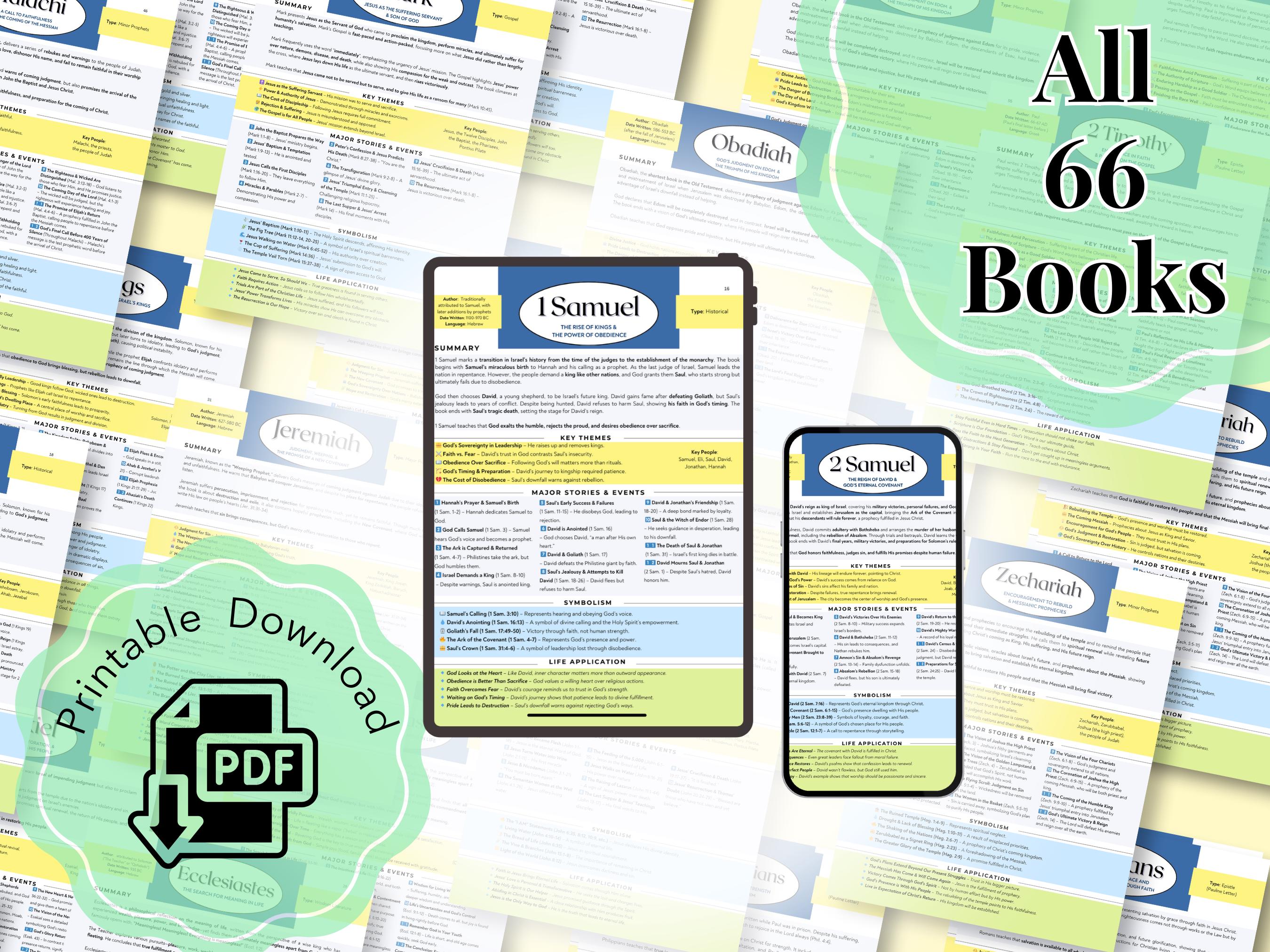 Bible Book Summaries Printable | Complete Bible Study Outlines | Old ...