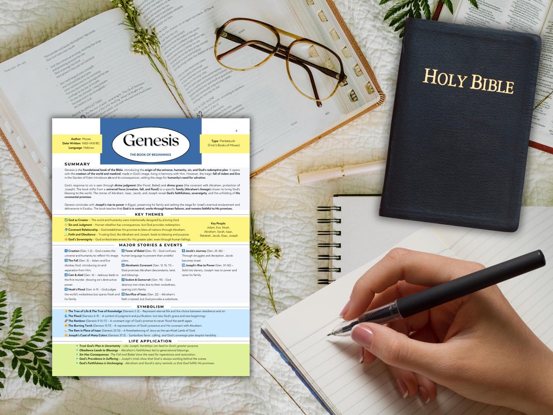 The Book of Genesis Made Simple Printable | Genesis Summary Sheet ...
