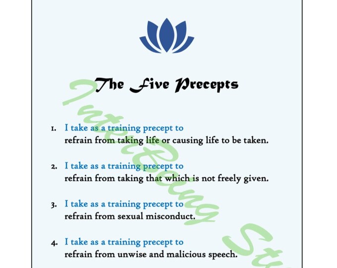Buddhist Five Precepts - Digital Download - Etsy