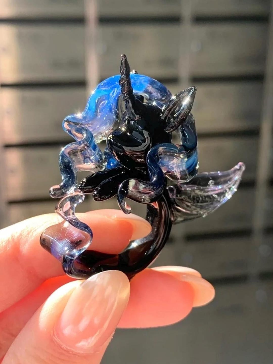Handmade Blowing Glass Ring, Glass Art ''my Little Pony"ring(available ...