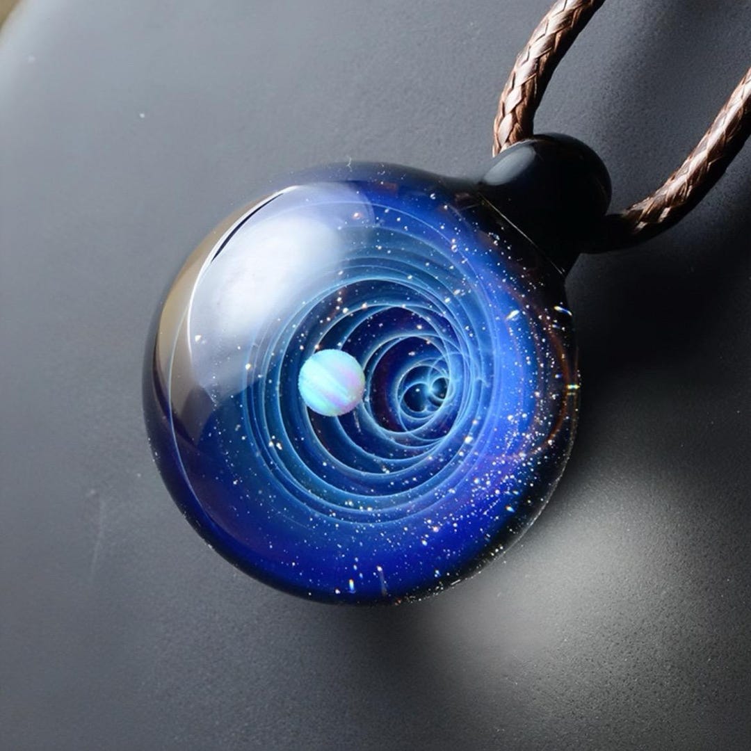 Glass-blowing Handmade Art Glass Pendant, Planet Stars, 3D Night Sky ...