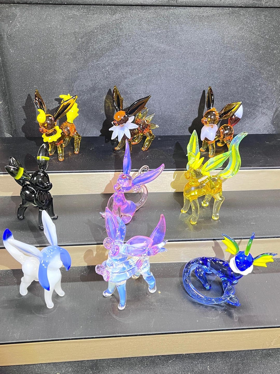 Handmade OC Glass Pokemon-style Art, Lamp Working Ornament VIP Set, 9 ...