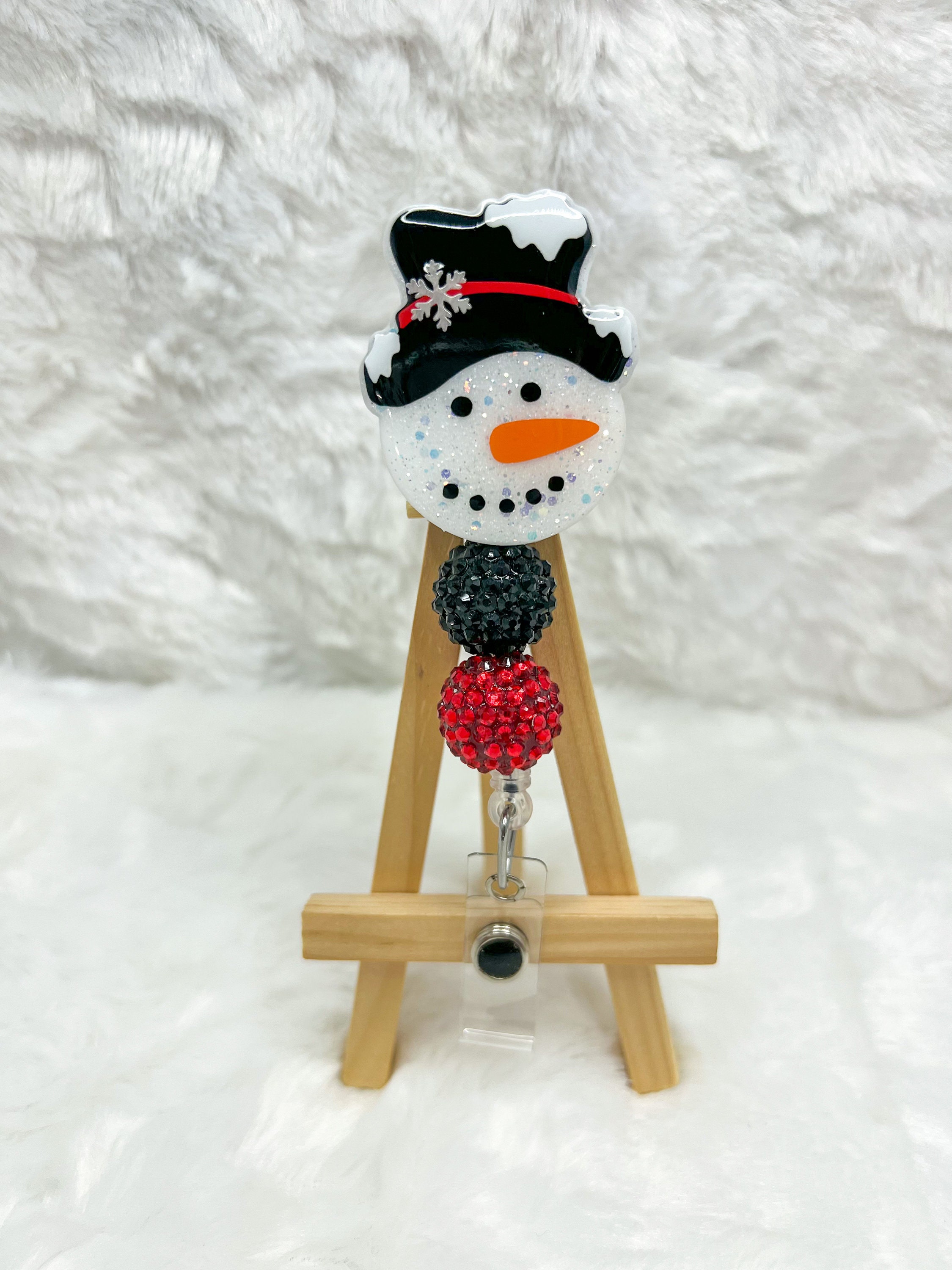 Snowman Glitter Face Badge Reel - Etsy