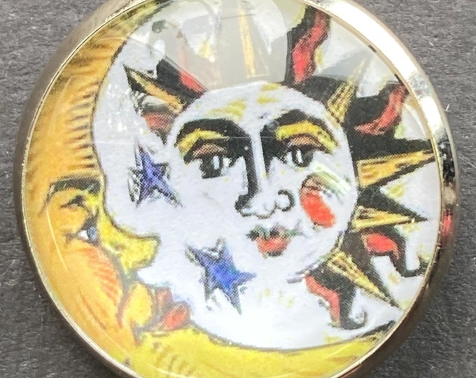 Sun With Moon on the Left Side-watch Crystal Style Button-wc42l-button ...