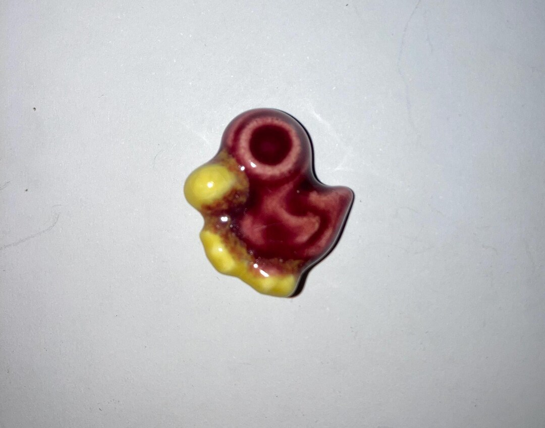 Ceramic Duck Button-b275-glazed Red and Yellow Duck Artisan Button for ...