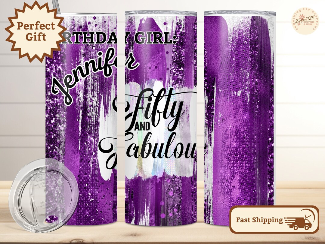 FABULOUS FIFTY Tumbler, Custom Fiftieth Birthday Water Bottle ...