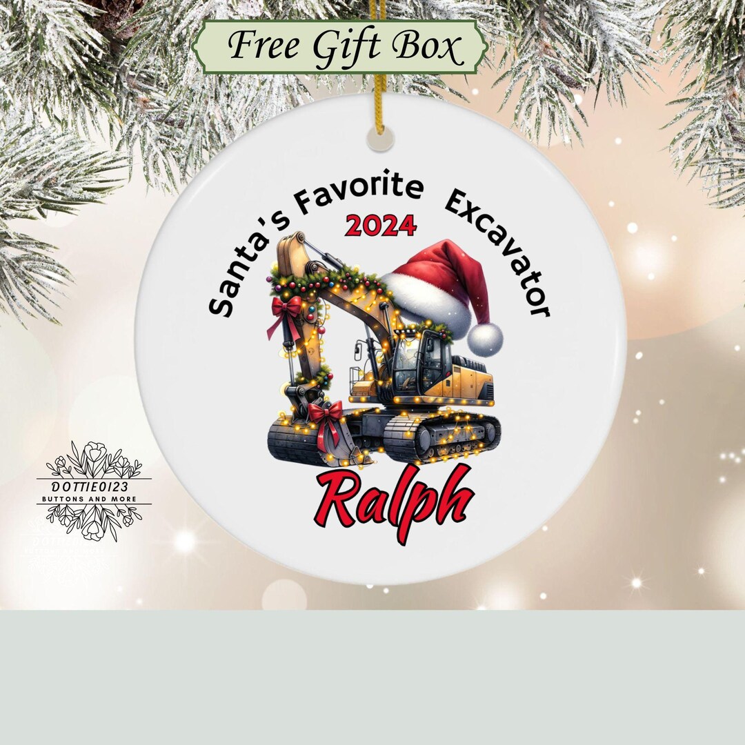 Excavator Christmas Ornament-personalized Excavator Santa Hat Ornament ...