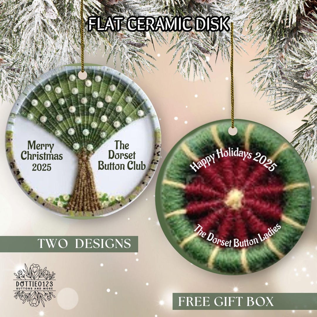Dorset Button Christmas Ornament, Button Ornament, Round Ceramic Button ...