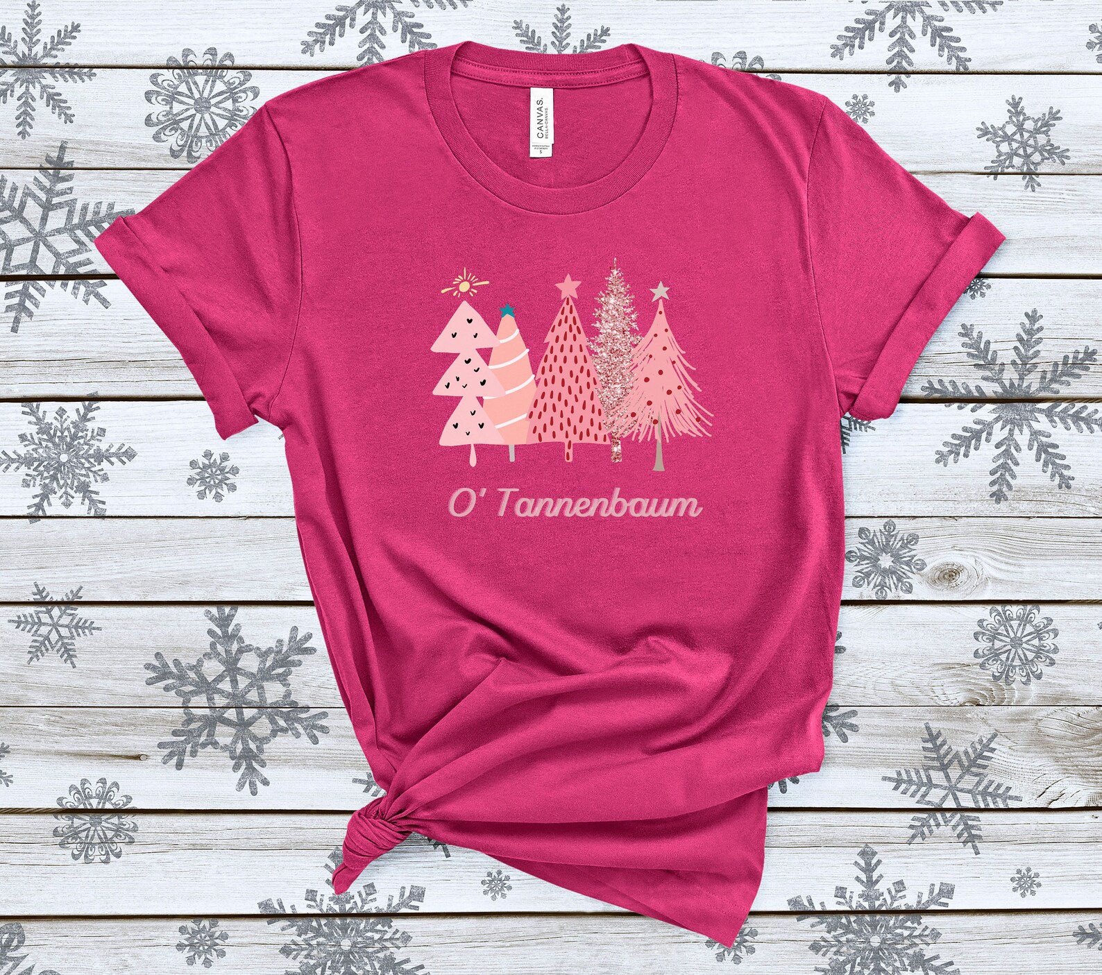 Christmas Tree Shirt, Pink Christmas Tree Shirts for Women, O ...