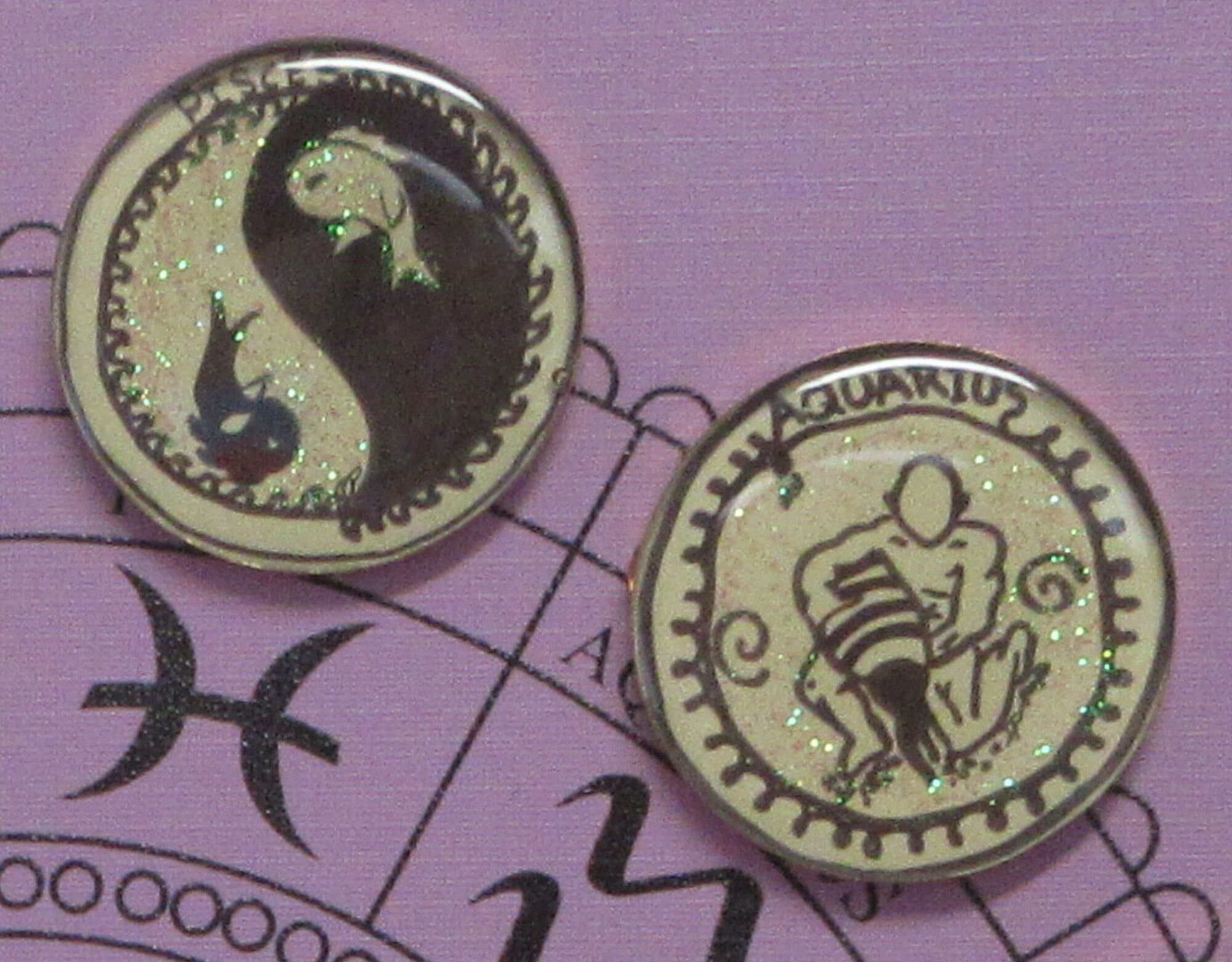 Stunning ZODIAC Button Art by Dauphiene Parks B335 - Etsy