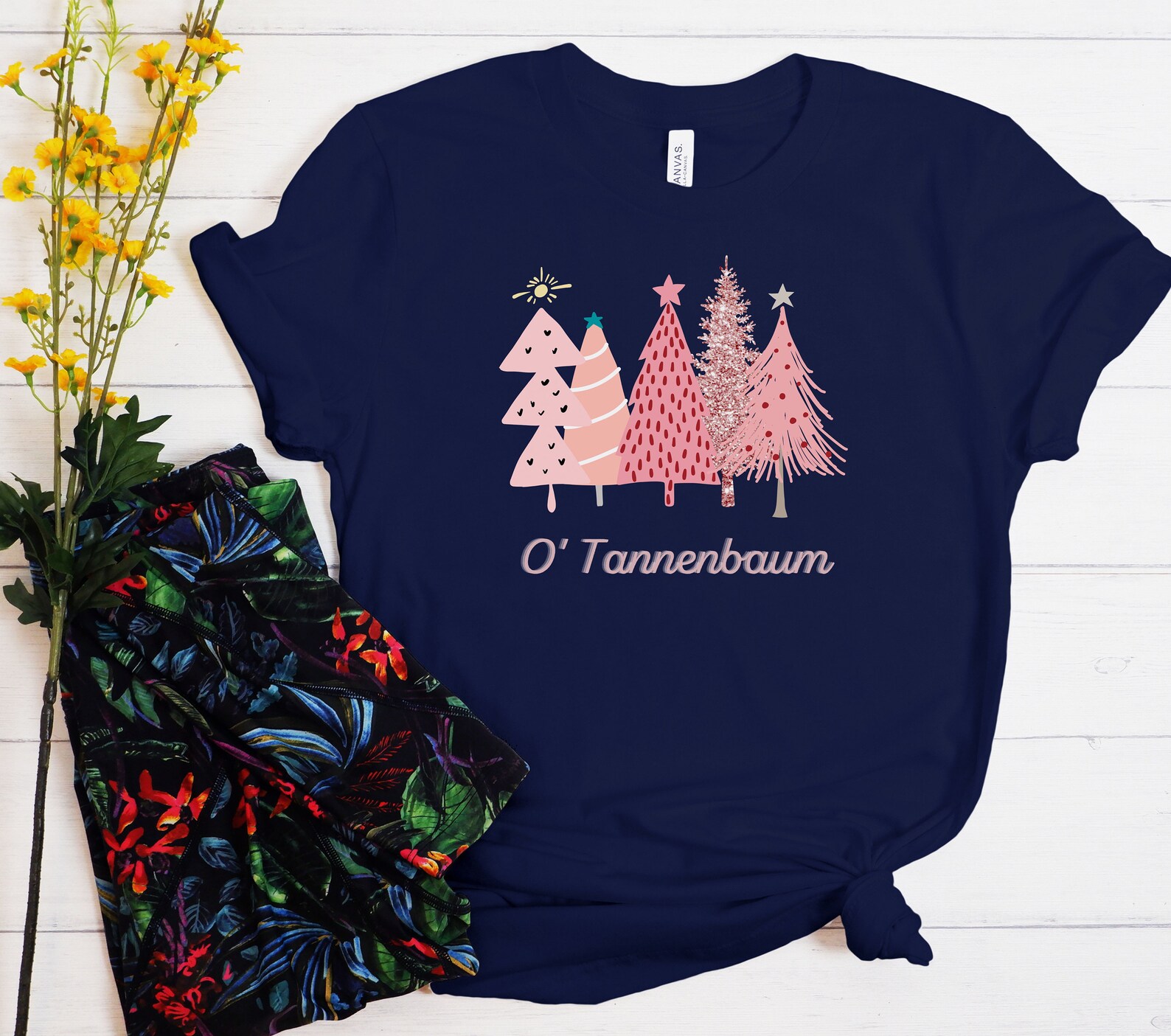 Christmas Tree Shirt, Pink Christmas Tree Shirts for Women, O ...