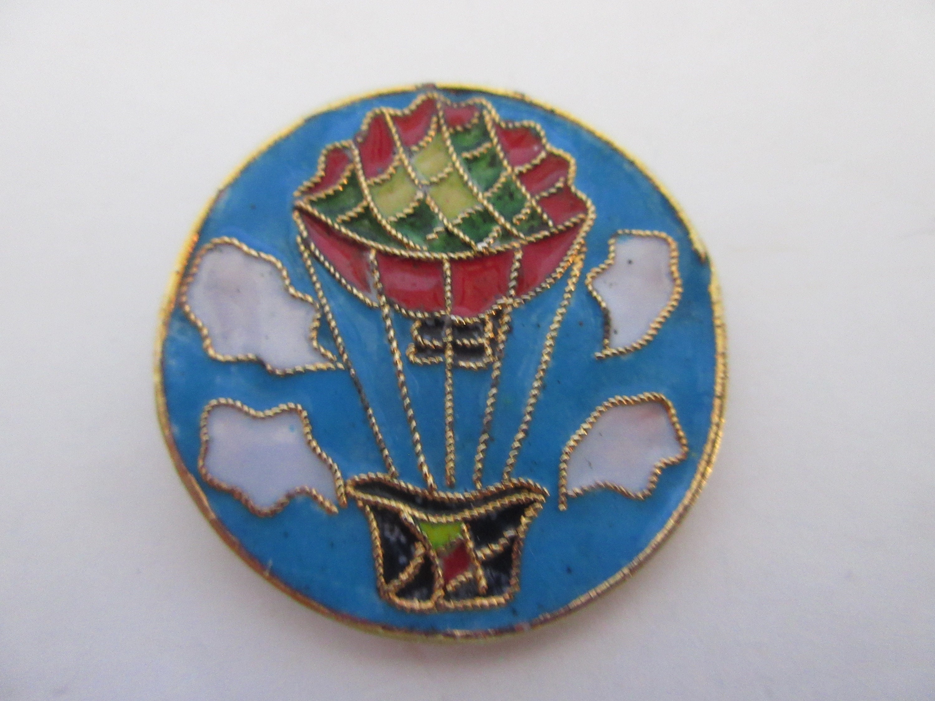 Cloisonné Enamel Hot Air Balloon Button, Double Sided, Enamel Button ...