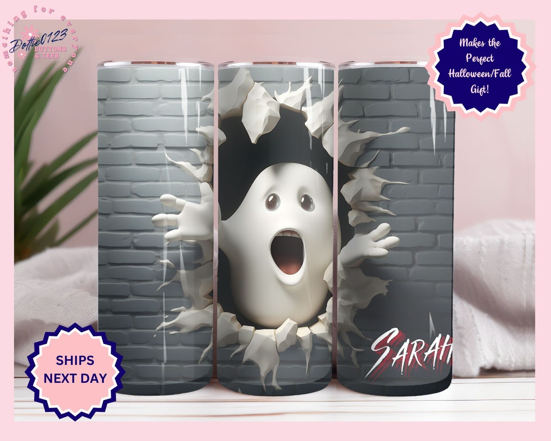 CUSTOM HALLOWEEN TUMBLER, Personalized Scary Ghost Water Bottle, 3d ...