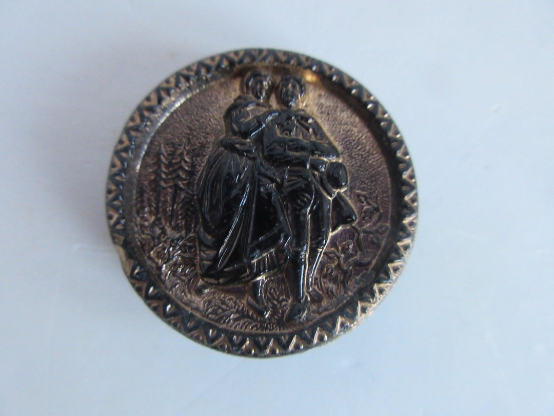 Lucy and Edgar Black Glass Button, Vintage Button, BG83, Black Glass ...