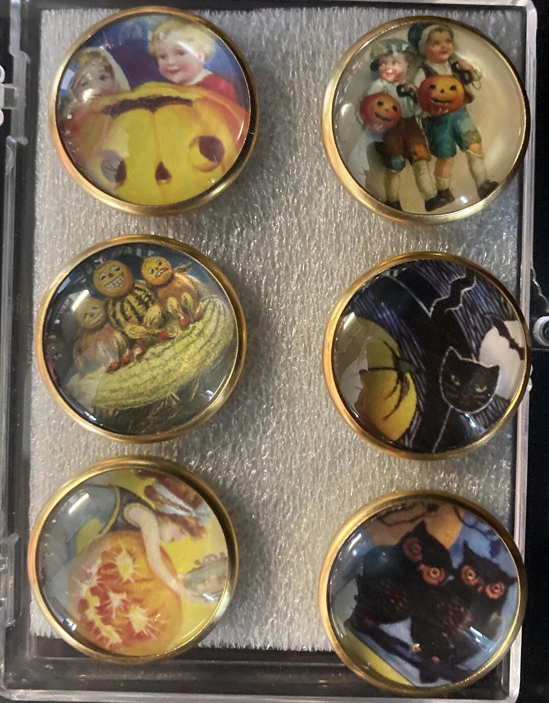 Wonderful Set of 6 Buttons Showing a Halloween Theme-hand Crafted by ...