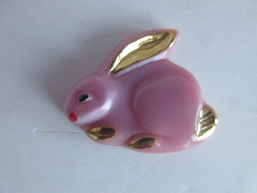 PINK Czech GLASS RABBIT Button, Realistic Bunny, G232, Pink Glass ...