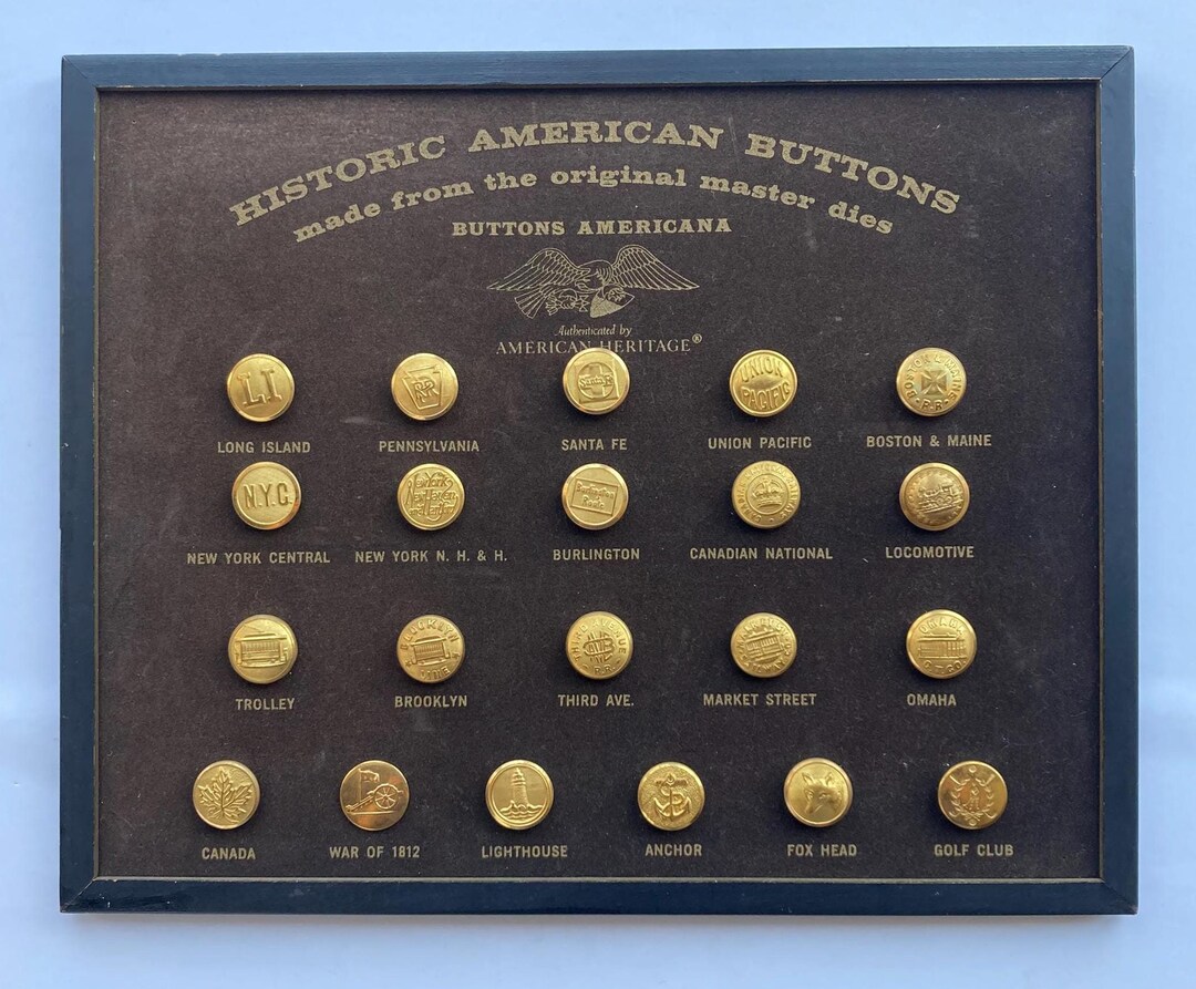 Button Tray-"historical American" of 21 Antique Brass Buttons -assorted ...