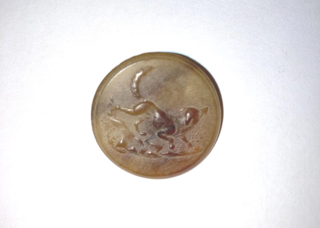 Honey Horn Antique Button Hunting Dog-b437-dog Running in Water ...