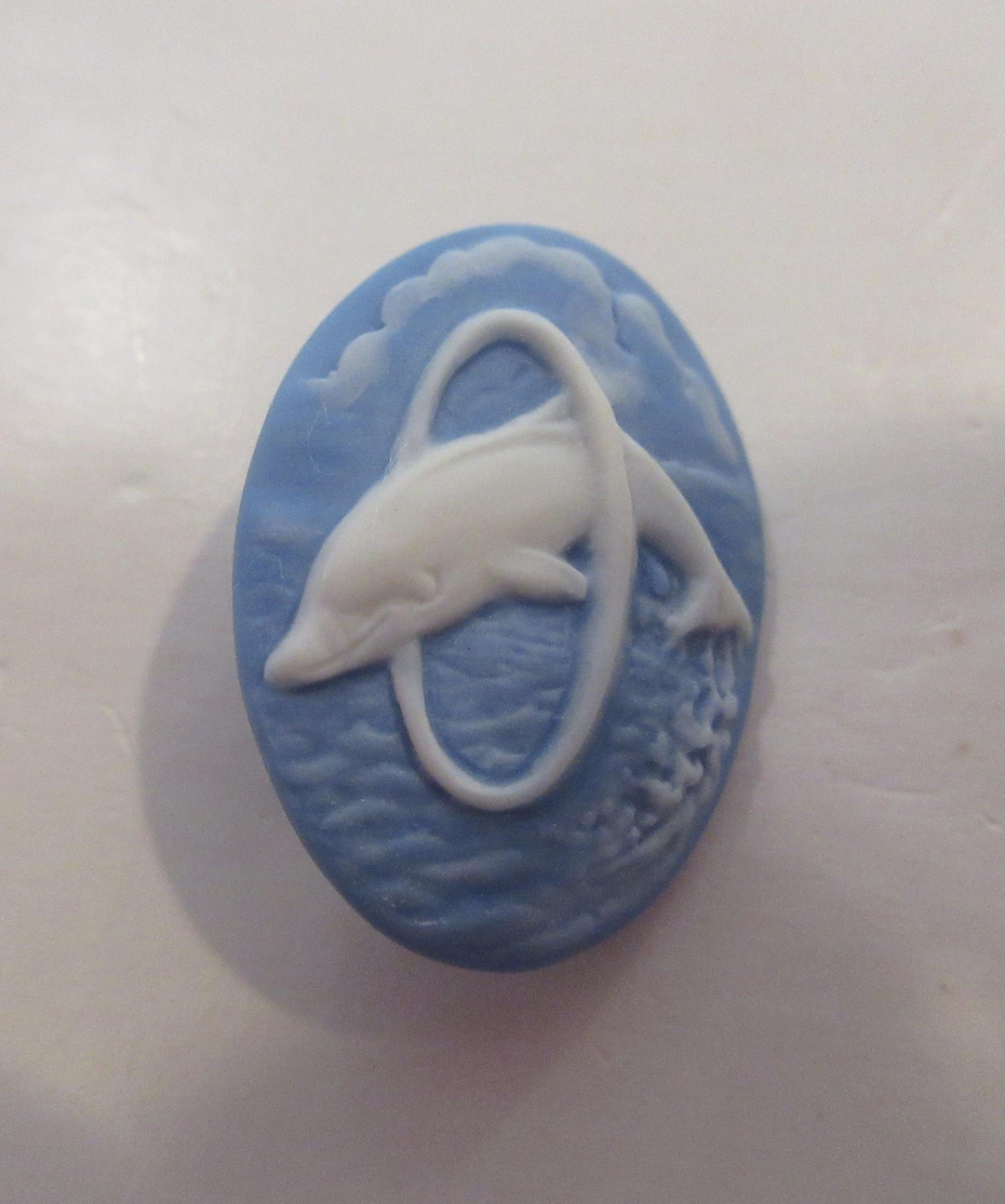 Gorgeous Jasperware Button of a Dolphin Jumping Through a Hoop in the ...