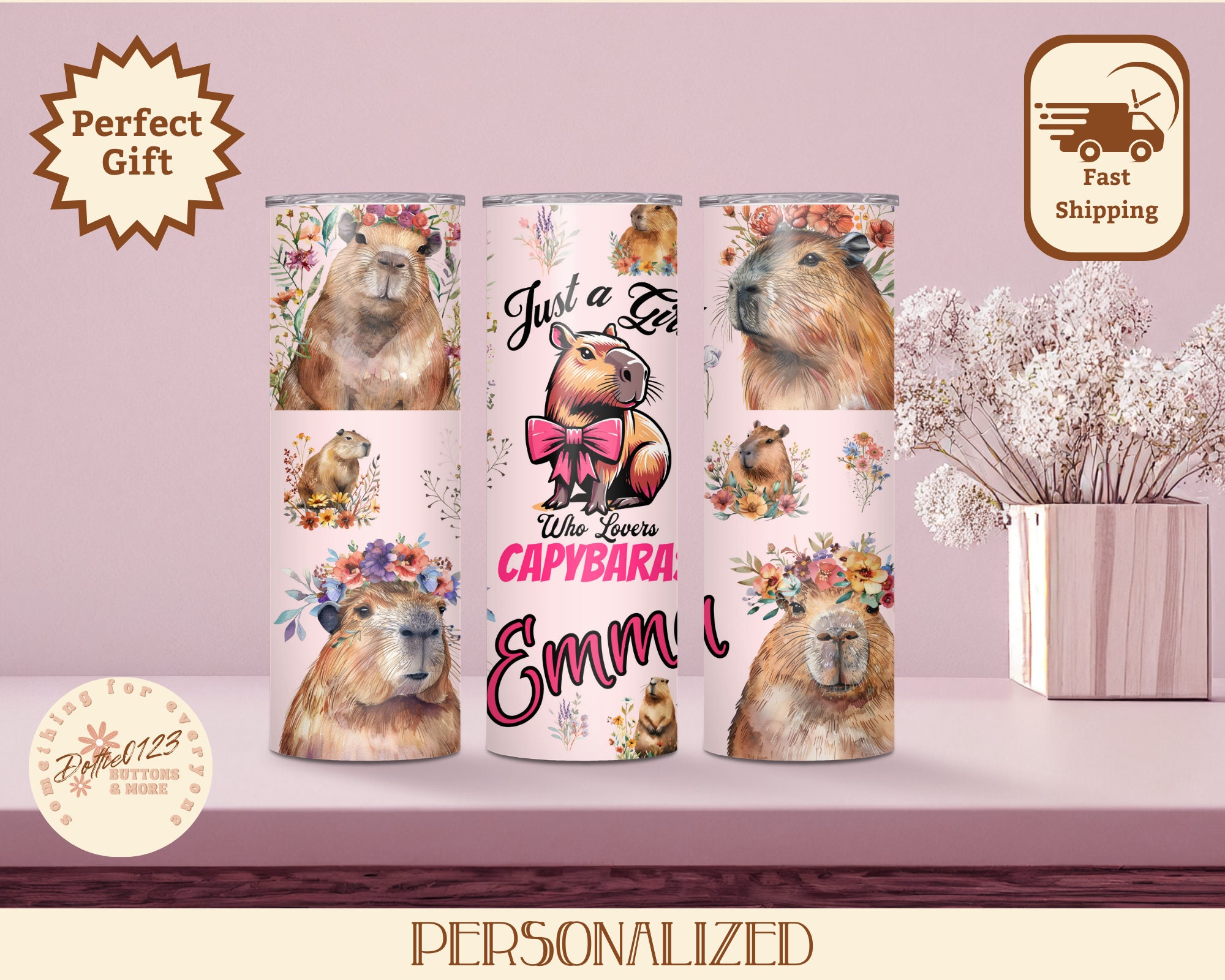 CAPYBARA TUMBLER, Just a Girl Who Loves Capybaras Custom Travel Cup ...
