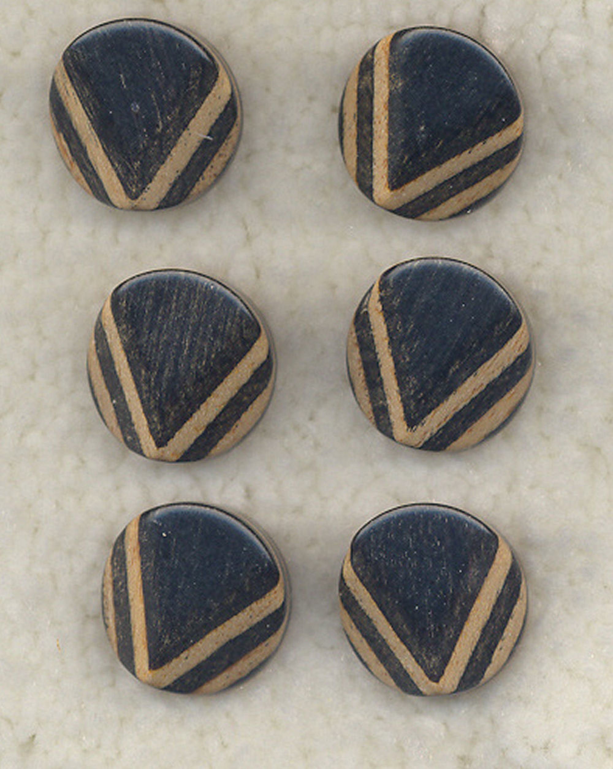 Set of 6 Contoured Wood Layered Buttons- W1, Button, Buttons, Clothing ...