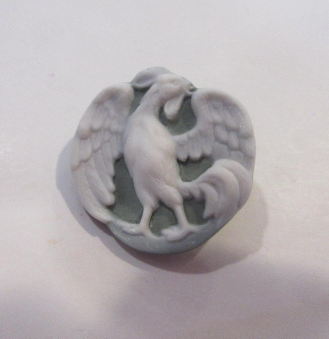 Beautiful Jasperware Button Showing a Rooster Courting/herding ...