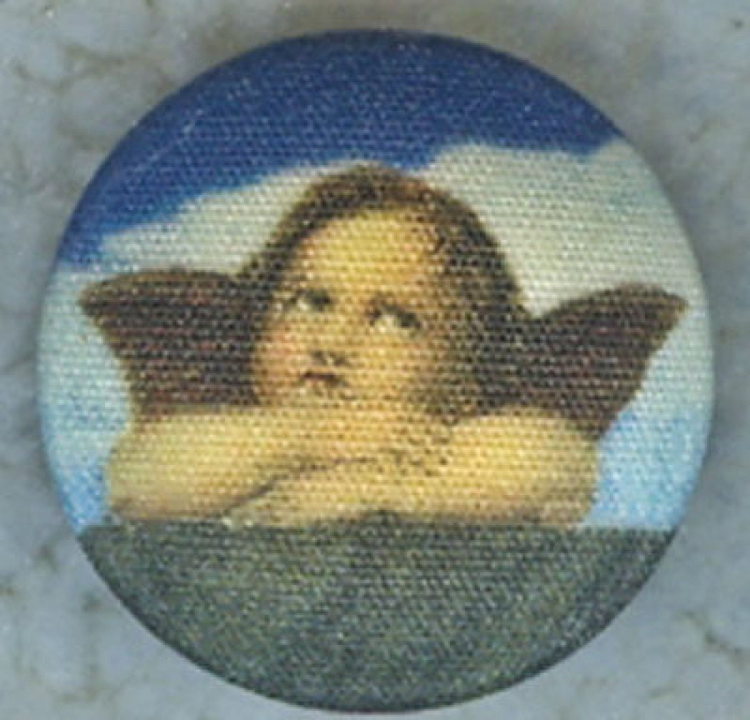 Lilac Bow Yoke Fabric Covered Angel Cherub Button From the 1990s - LY15 Buttons, Button, Cherub ...