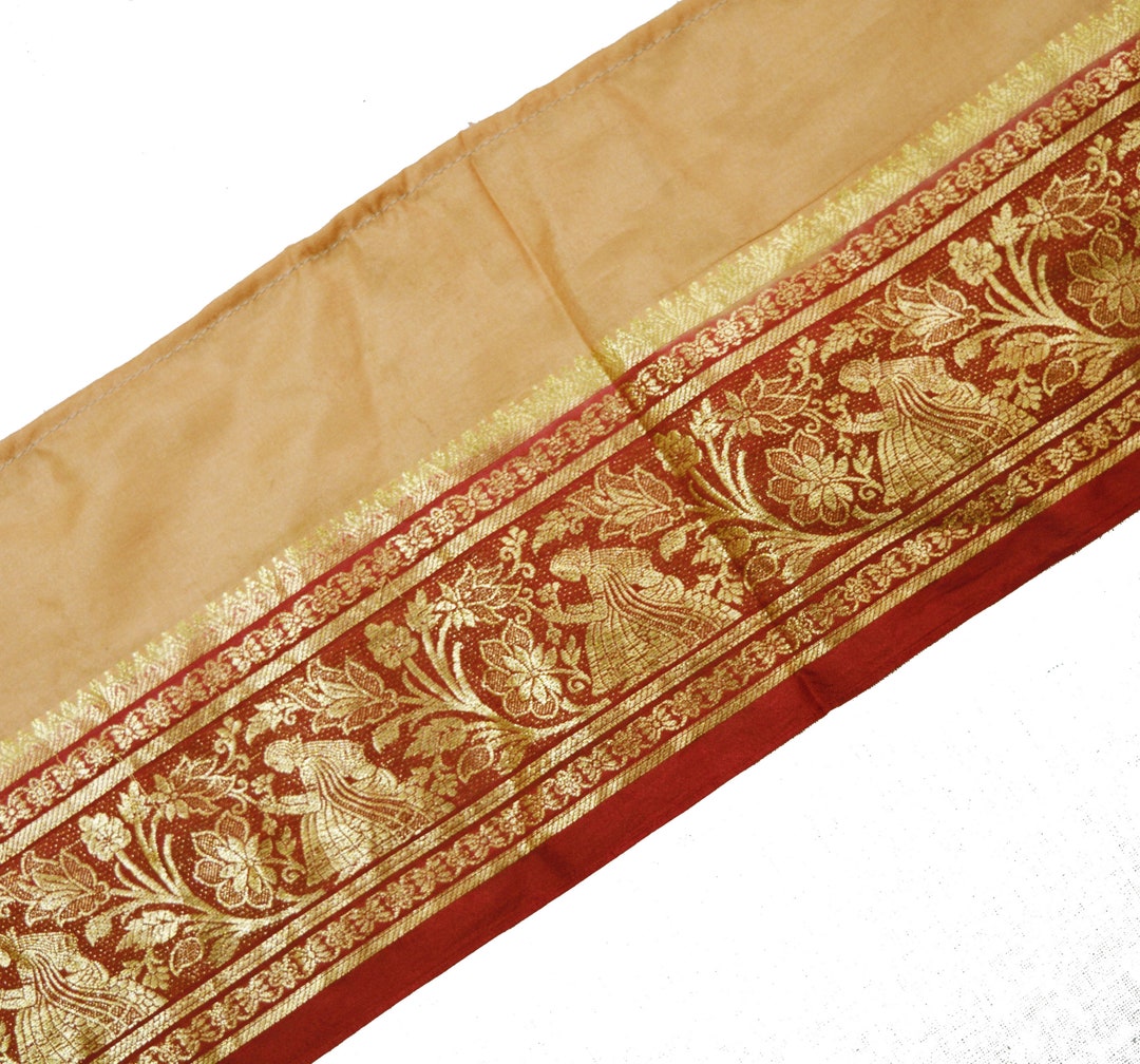 Indian Vintage Sari Border Brown & Maroon Woven Sari Trim Craft Sewing ...