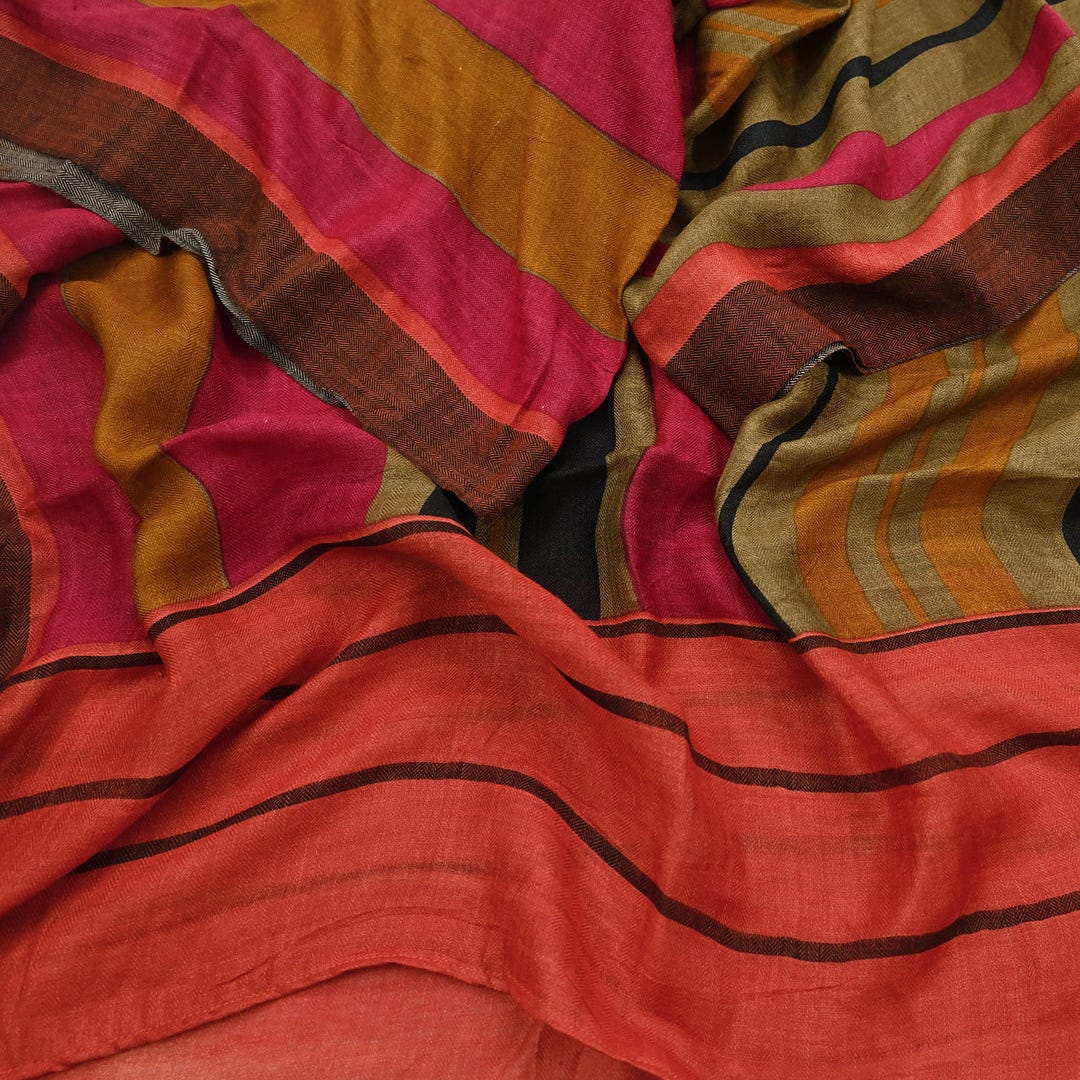 Indian Vintage Multi Long Stole Pure Woolen Scarf Printed Dupatta ...