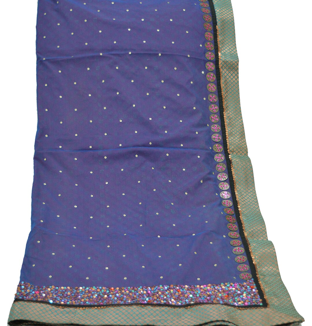 Indian Vintage Heavy Purple Dupatta Net Mesh Long Stole Hand ...