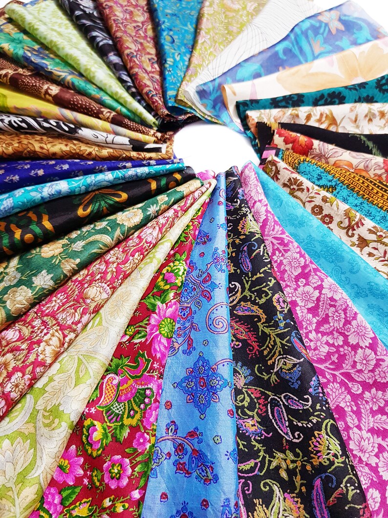 Wholesale Lot of 10X10 Inches Vintage Recycle Pure Silk Remnants Silk ...