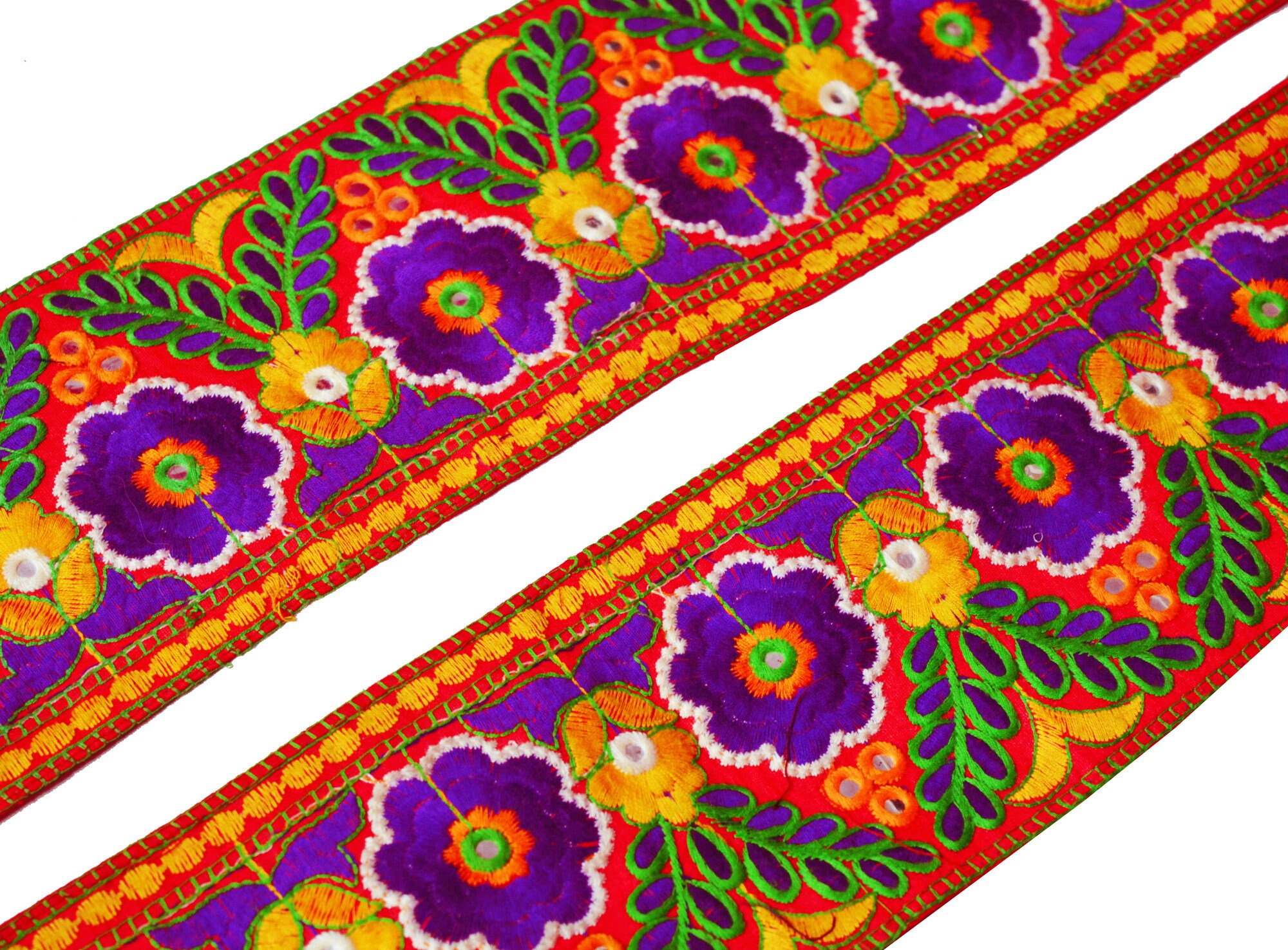 Indian Vintage Red Sari Border Embroidered Indian Craft Trim Lace ...