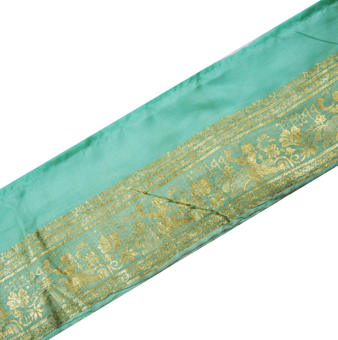 Indian Vintage Sari Border Greenn Woven Sari Trim Craft Sewing Recycled ...