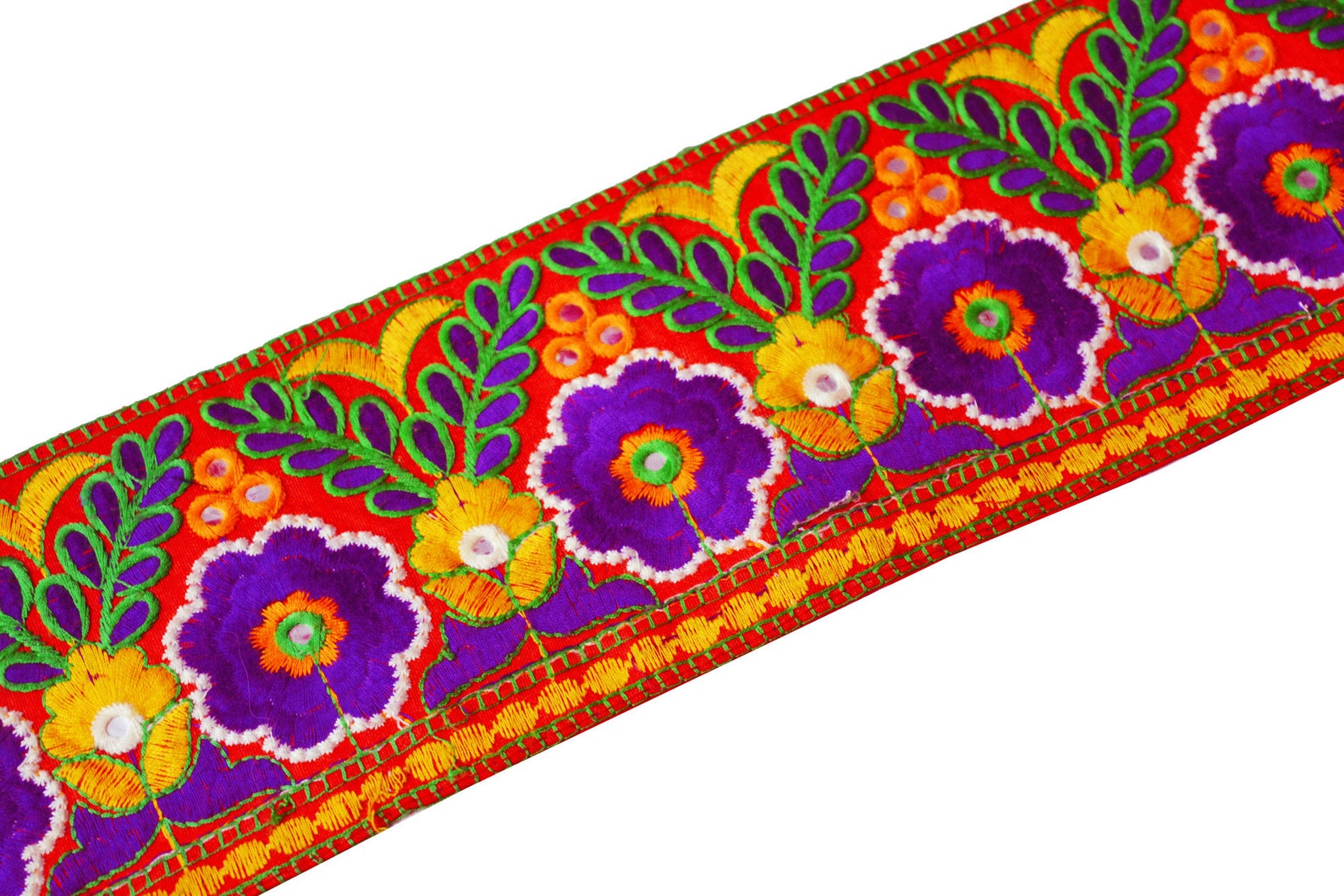 Indian Vintage Red Sari Border Embroidered Indian Craft Trim Lace ...