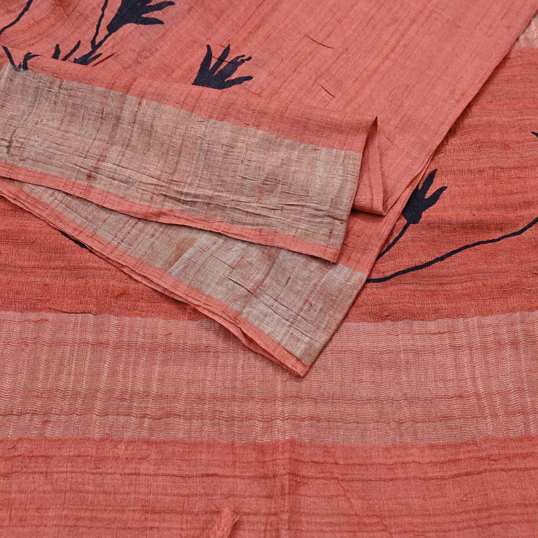 Indian Vintage Peach Saree Pure Khadi Silk Handloom Woven Zari Sari ...