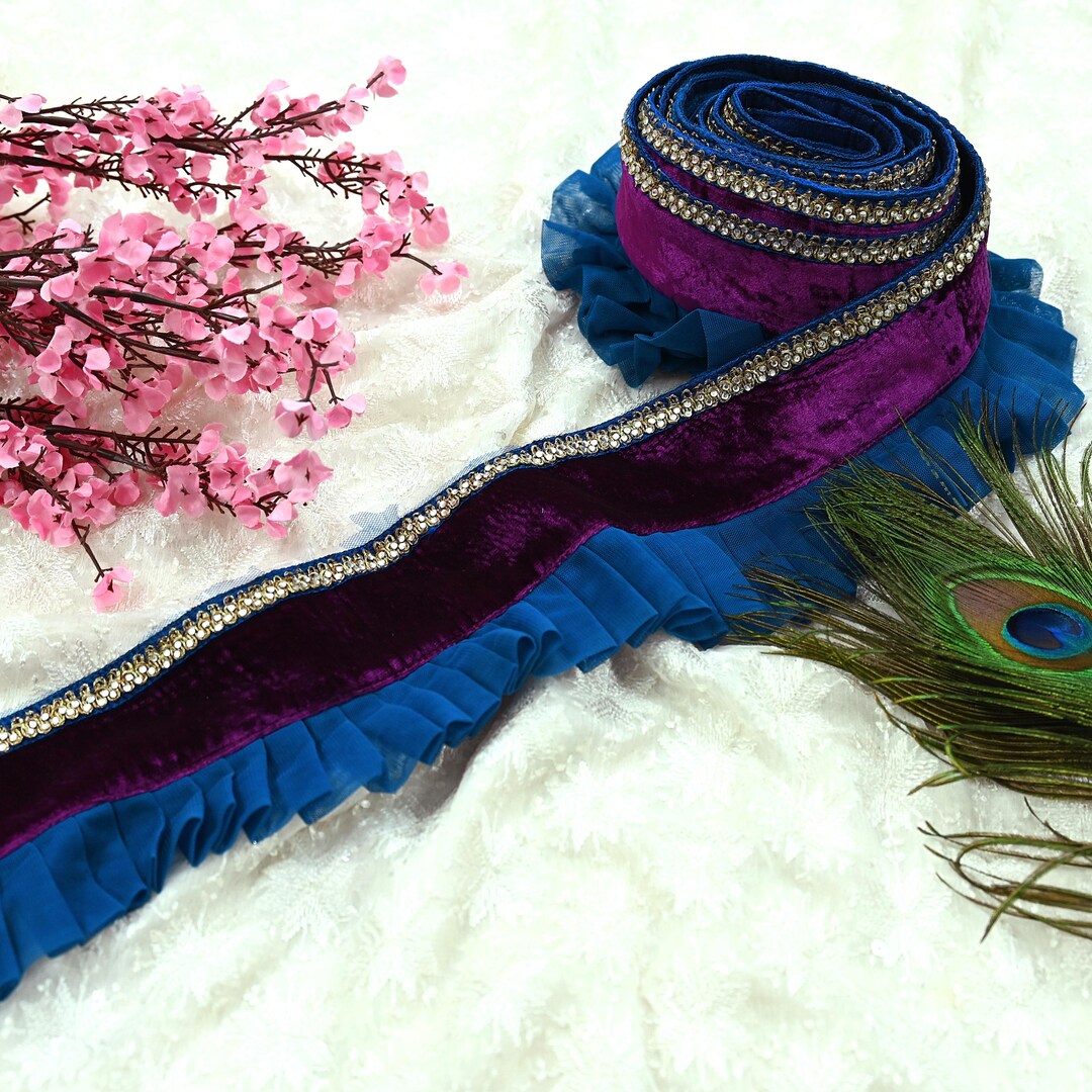 Indian Vintage Sari Border Hand Embroidered Craft Trim Lace Sewing Sari ...