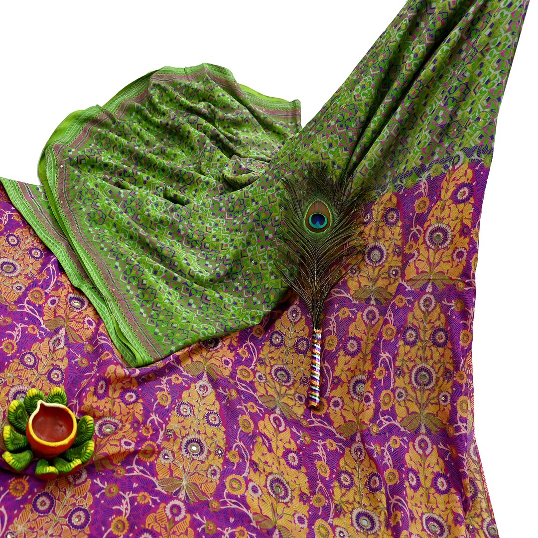 Indian Vintage Sari Pure Silk Hand Embroidered Sarees 5yd Craft Fabric ...