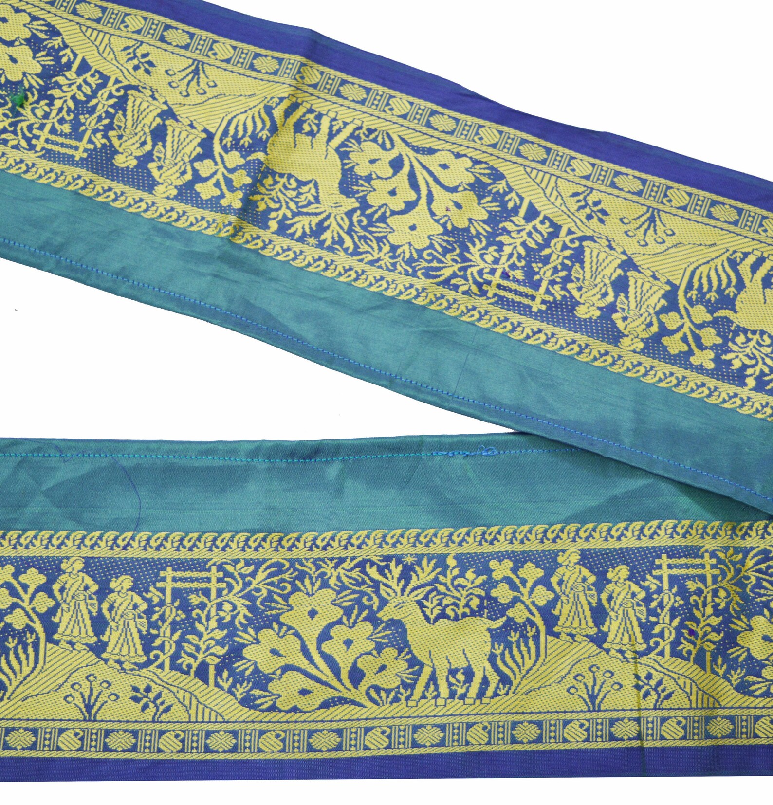 Indian Vintage Sari Border Silk Green Woven Baluchari Indian Craft Trim ...