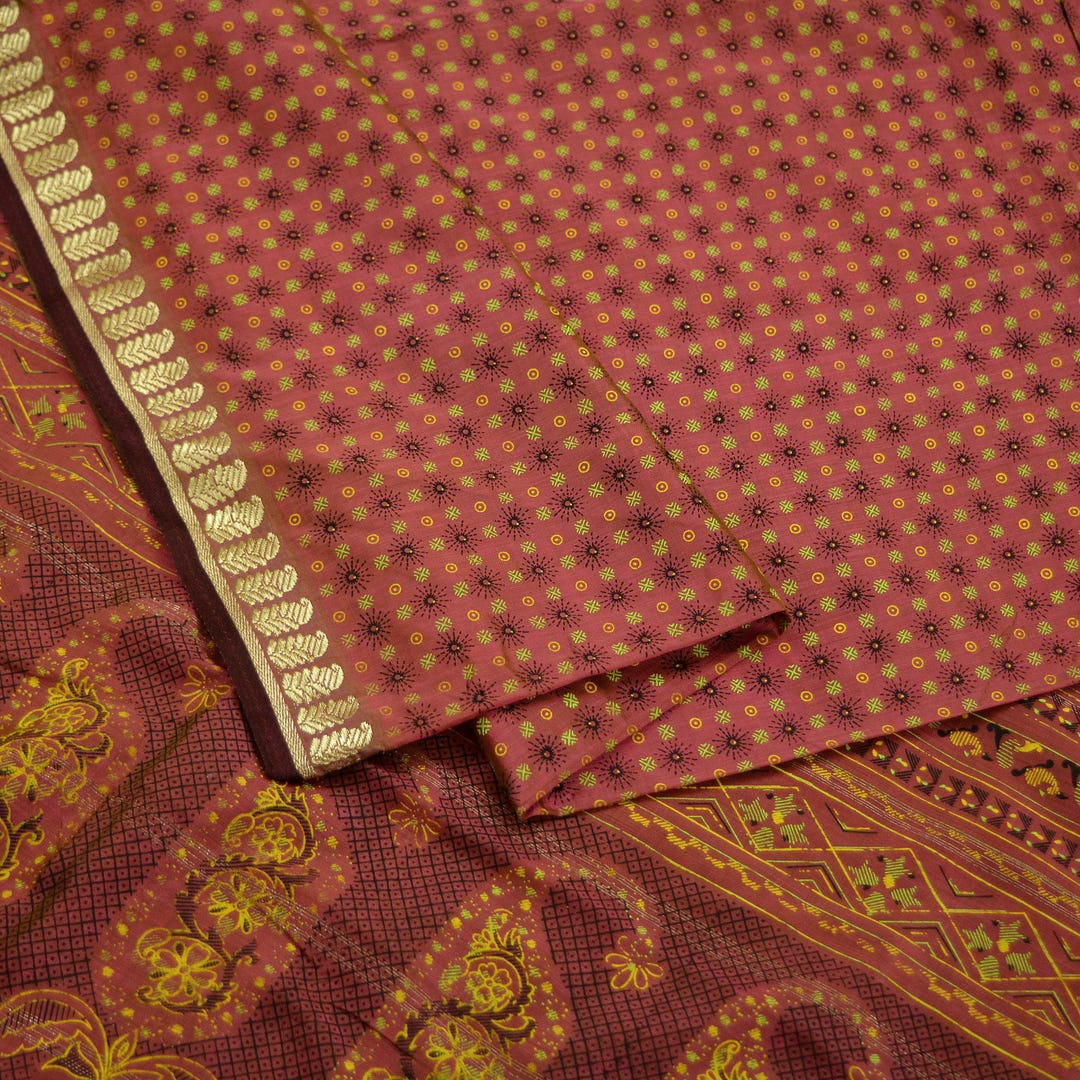 Indian Vintage Sari Pink Mysore Silk Woven Painted Sarees Fabric 5yd ...