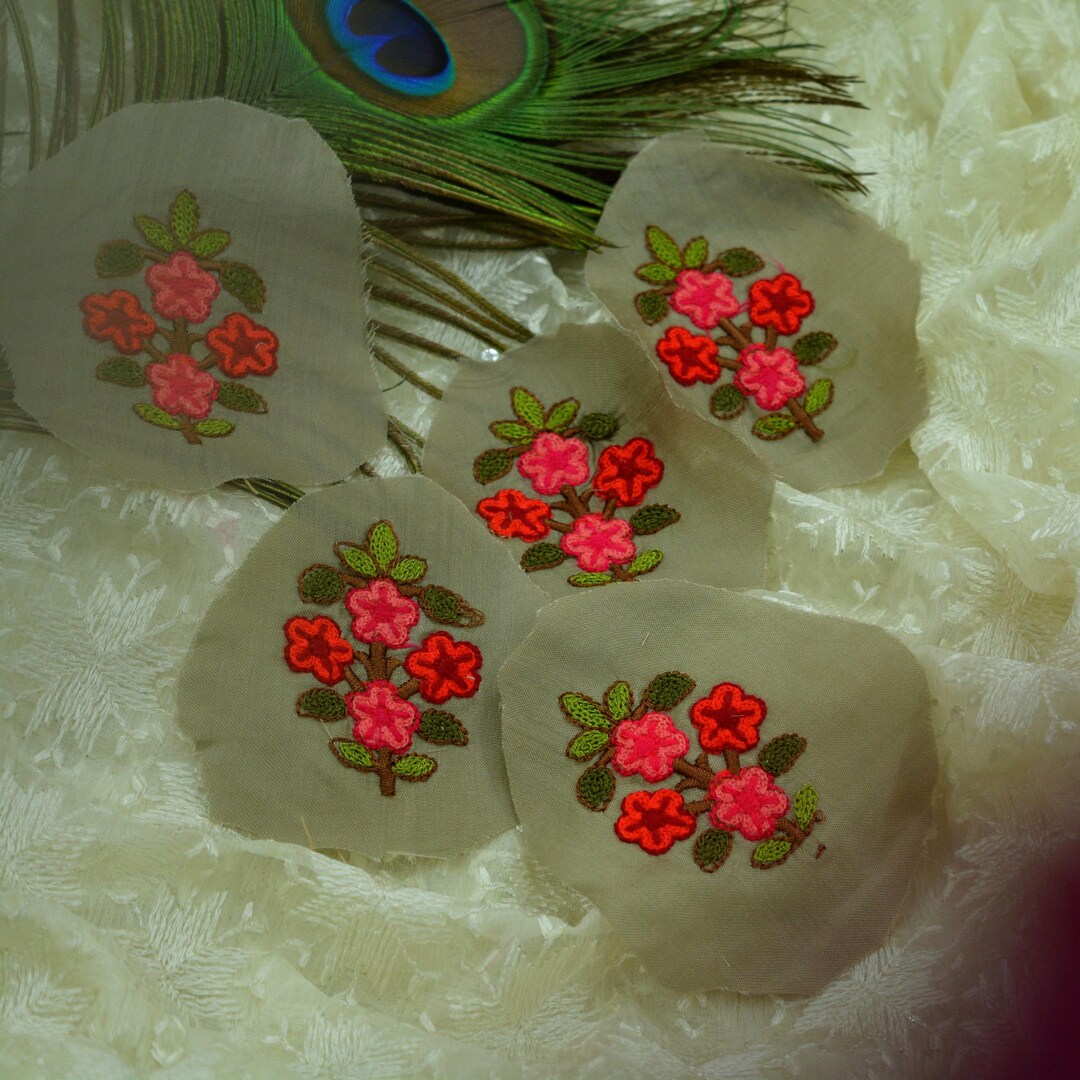 Indian Vintage 5 Pcs Rare Appliques Green Cotton Applique VERY OLD ...