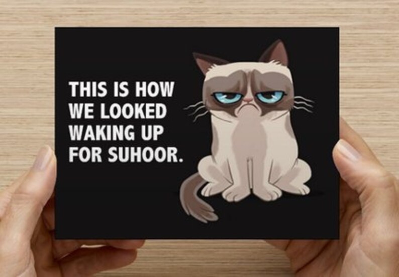 Grumpy Suhoor Cat Eid Card - Etsy