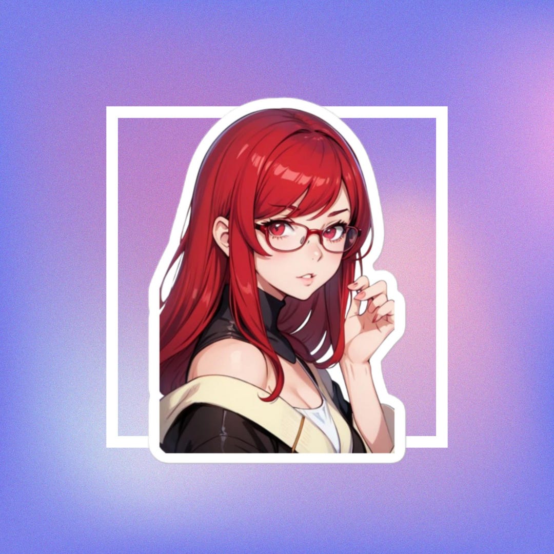 Red Hair Waifu Stickers - Etsy