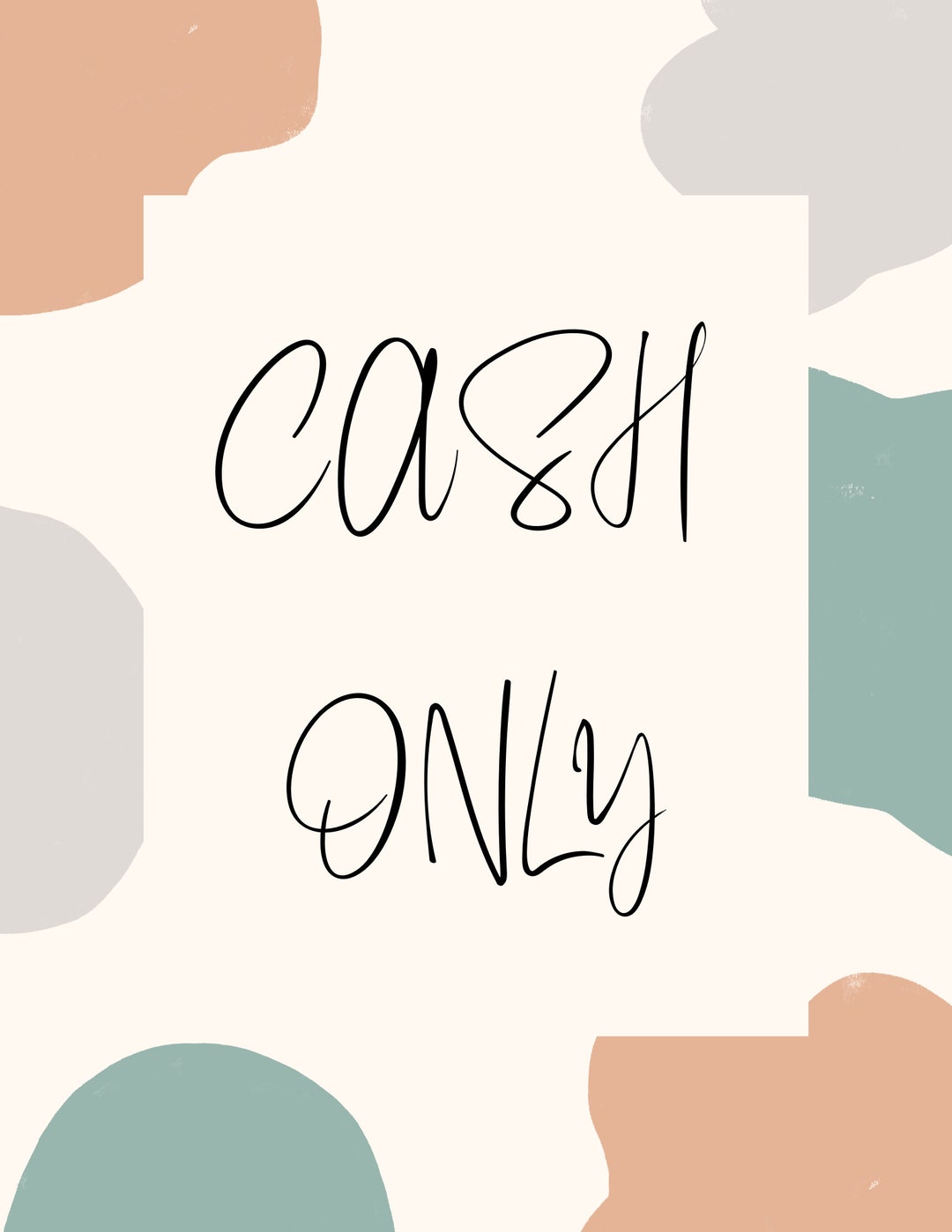 Cash Only | Market Displays | Market Signs | Signage | Digital Download ...